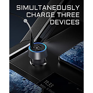 USB C Car Charger, Aergiatech 60W(20W Each) PD 3.0 Fast Car Charger Adapter 3-Port, Type C Car Charger Compatible with iPhone 13/13 Pro/12/12 Pro/11/X/SE, Galaxy S21/S20/Note20, iPad,Grey