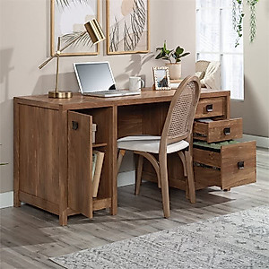 Sauder Cannery Bridge Computer Desk with Drawers and Door, Sindoori Mango Finish