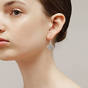 Celtic Knot Drop Earrings 925 Sterling Silver Irish Knot Vintage Dangle Earrings Celtic Knot Jewelry Gift for Women