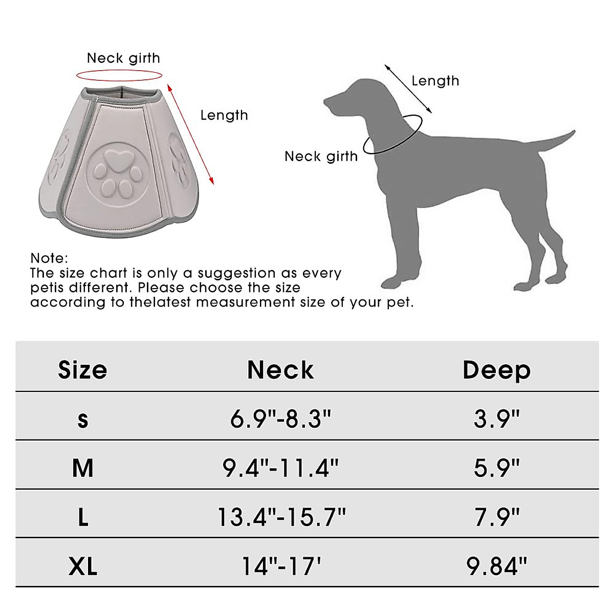 Noble Hydric Pet Cone for Small Dogs and Cats,Cat Cone Collar Soft to Stop Licking Extra Soft Dog Cone Alternative After Surgery for Large Medium Small Dogs-Adjustable 13.4"-15.7" Recovery Cone(L)