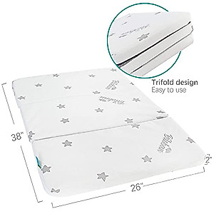 Pack and Play Sheets 2 Pack with Trifold Pack n Play Mattress Topper 38"x26“