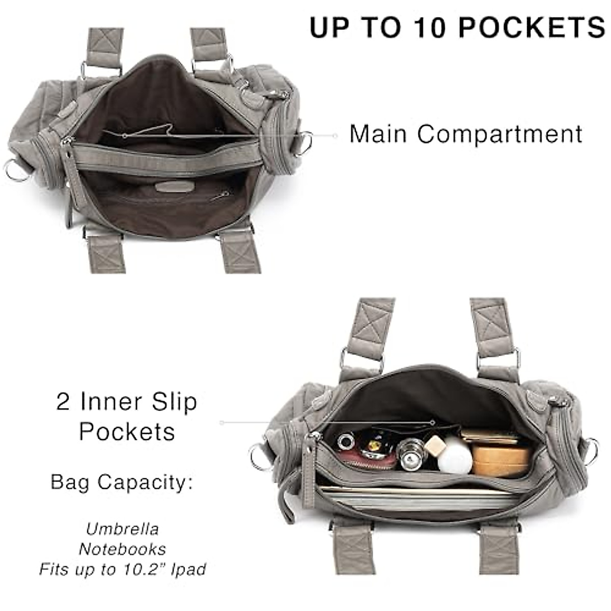 Scarleton Purses for Women Large Hobo Bags Satchel Handbags for Women Top Handle Shoulder Bag Tote Vegan Leather, H148524, Grey