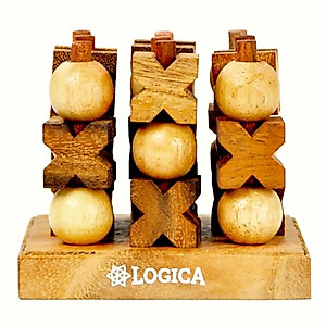 Logica Puzzles Art. Tic-Tac-Toe 3D - Board Game in Fine Wood - Strategy Game for 2 Players - New 3D Strategies