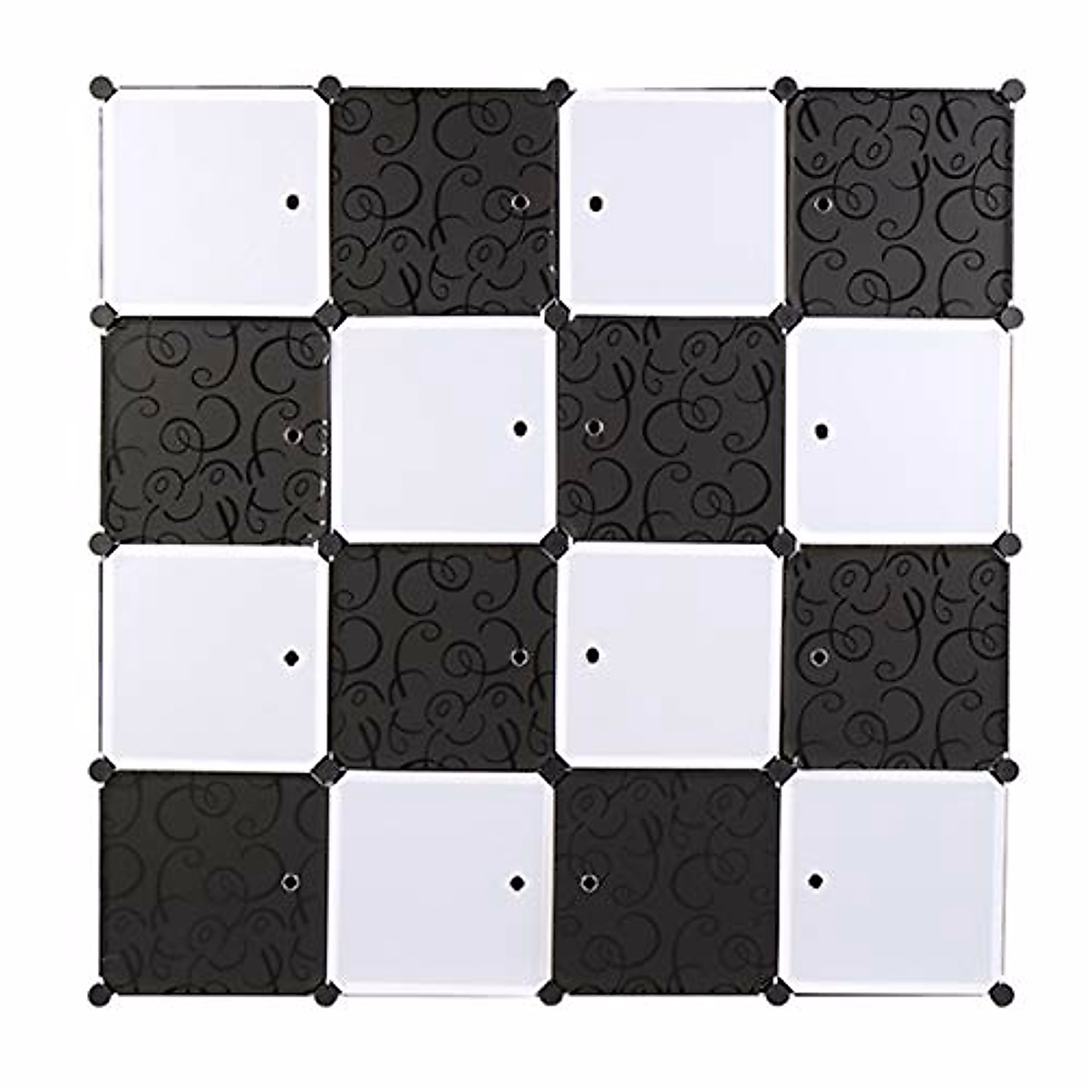 DWLOMHE Modular Cabinet DIY Storage 16 Cubes for Space Saving,for Bedroom Living Room,Black and White Combination Door