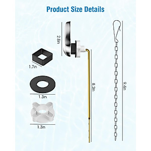 BUT TO Zinc Alloy Universal Toilet Handle Replacement Kit - Front Mount Toilet Tank Flush Handle with Stainless Steel Flapper Chain - Easy Install Toilet Handle Lever for Reliable Performance