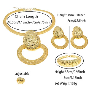 Necklaces for Women 24K Gold Dubai Gold Accessories for Women Nigerian Jewelry Set on Wedding Party Fashion Jewelry Sets (Gold64)