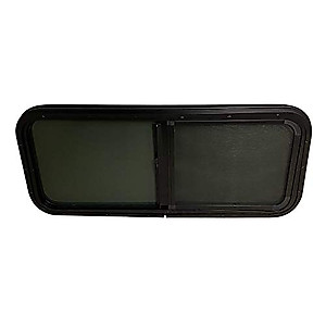 37.5" Width x 16.5" Height RV Window, Tiny House Horizontal Slider W/Screen & Interior Camper Window Clamp Ring for 1-1/2" Wall Thickness Included, Teardrop Replacement Trailer Window