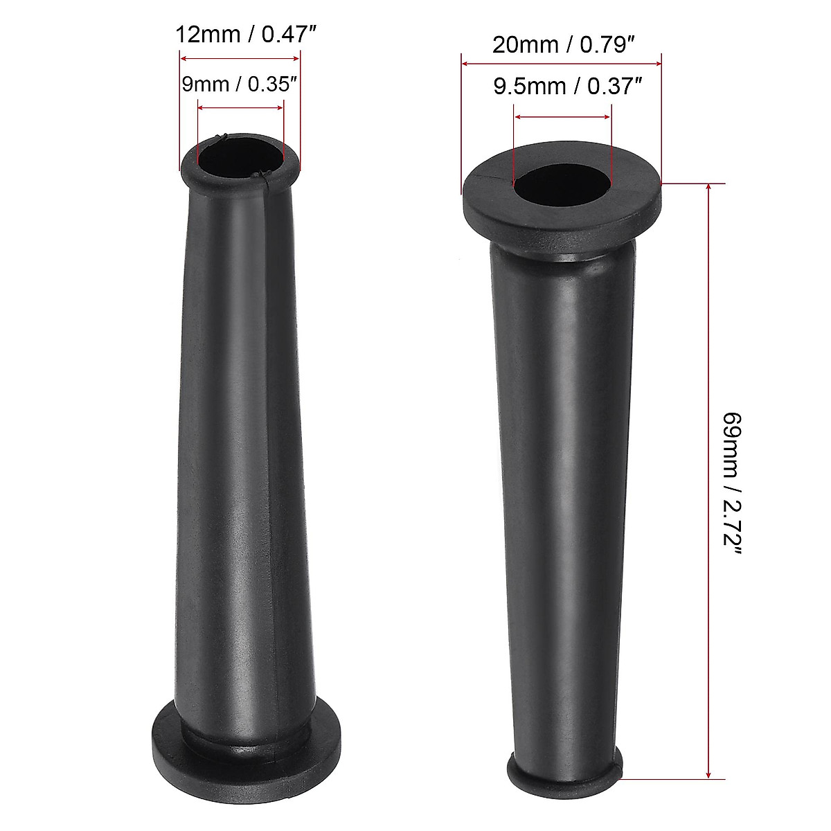 uxcell Cord Boot Protector Cable Sleeve Hose Rubber 69mm Length Black 10 Pcs