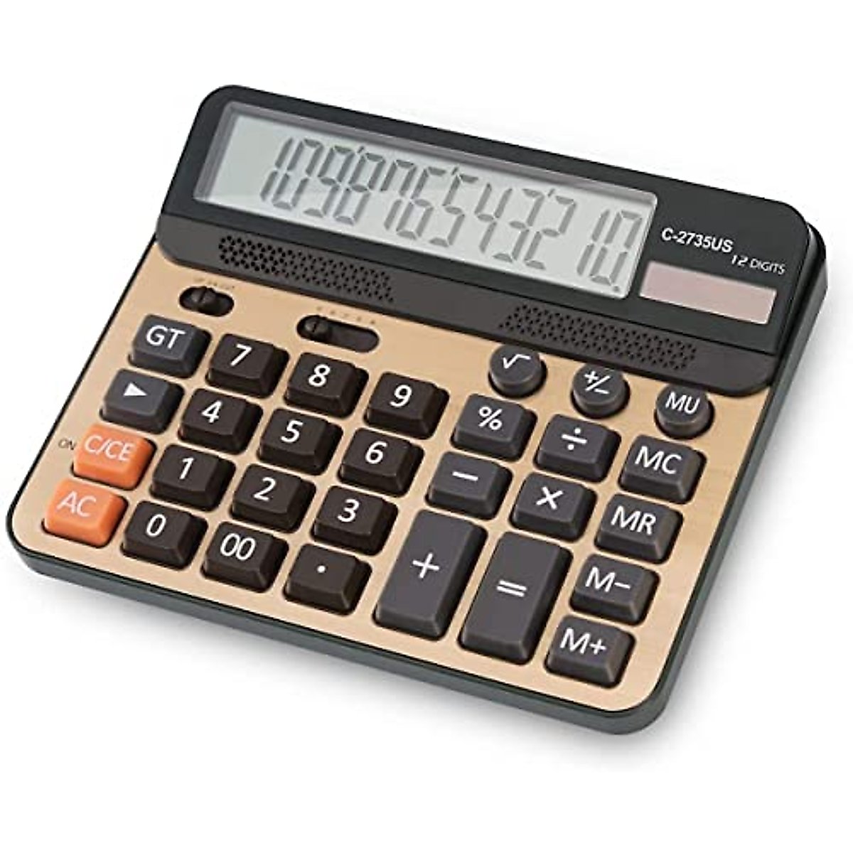 Calculator, Solar Battery Calculator Dual Power Large Standard Function Desktop Business Calculators, 12-Digit LCD Display Big Number Electronics Calculator for Office Finance School Student
