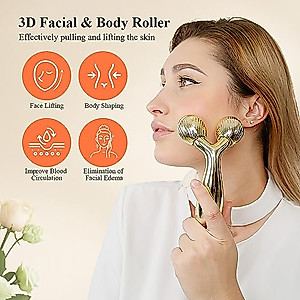 Face Massager Roller Facial Roller Contouring Massager for Face Lift, Reduce Puffiness, Skin Tightening & Collagen Production, Clear Toxins