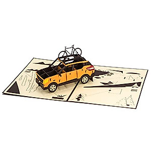 Ribbli SUV Handmade 3D Pop Up Card,Birthday Card,Car Card,Jeep Card,For Get Well,Thank You,Congratulations,Fathers Day Card,For Him,Men,Dad,Husband,Boyfriend,Brother,Boy,Son,Kid,Friend,with Envelope