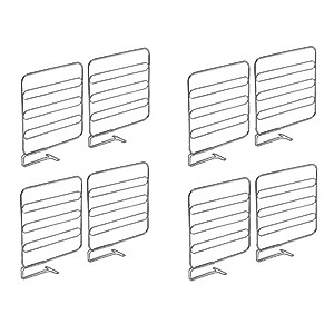 mDesign Versatile Metal Wire Closet Shelf Divider and Separator for Storage and Organization in Bedroom, Bathroom, Kitchen and Office Shelves - Easy Install - 8 Pack - Chrome