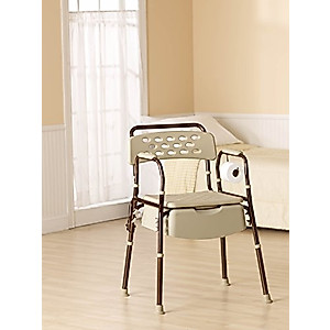 Medline Elements Bedside Commode, Infused with Microban Protection, Height Adjustable Seat and Arm Rests, Flat Lid Cover for Discreet Storage, 400 lbs Weight Capacity, Microban, 1 Count