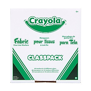 Crayola Fabric Marker Classpack, Ten Assorted Colors, 80/Box