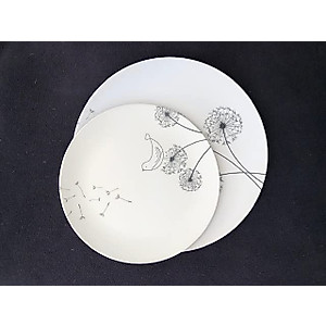 Aquaterra Living Ecofriendly Dinner Plate Set with Dandelion Designs- Set of 6, 10" indoor or outdoor plates