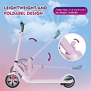 RCB Electric Scooter for Kids Ages 6-8-12, Electric KickScooter with 200W Motor & LED Display, Adjustable Speed and Height - E-Scooters Up to 9.3 MPH & 5 Miles, Boys and Girls, with NewColorful Lights