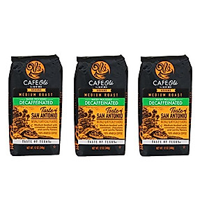 Cafe Ole Taste of Texas San Antonio Ground DECAF Coffee 12 oz. (Pack of 3)