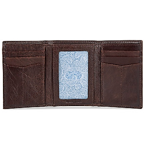 Eddie Bauer Men Signature Trifold Wallet, Leather Logo-Brown, One Size