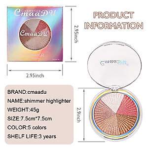 Highlighter Makeup, Highlight Powder Bronze, Bronzer Makeup Matte, iluminadores de maquillaje, Highlighter Palette White Shimmer Blush Bronzer Powder Palette Illuminators 5 Colors