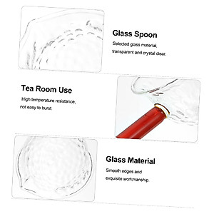 Luxshiny 3pcs Glass Spoon Silicone Cooking Utensils Kung Fu Tea Spade Espresso Cooking Spoon Clear Jam Spoons Soup Spoons Stainless Steel Drink Stirrers Honey Spoons Ladle Japanese-style