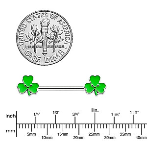 Body Candy 14G Womens Nipplerings Piercing Steel 2Pc Smile Shamrock St Patricks Mens Nipple Ring Set 9/16"