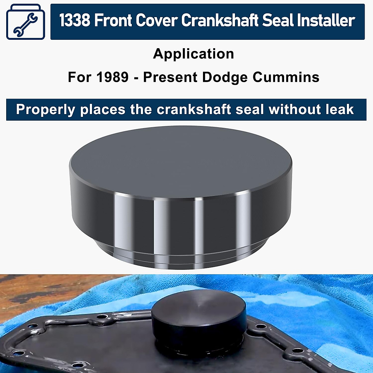 1338 Front Cover Crankshaft Seal Installer &5046 Wear Sleeve Installer Tool Kit For Cummins 3.9L 5.9L 6.7L Replace OE 1338/3824498, 5046/3824500