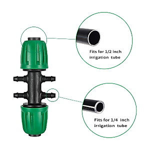 FULAIERGD 10 Pcs Barbed Tee (0.6-0.63" OD) 16mm to 1/4 inch Irrigation Tube Anti-Drop Barbed Hose Fittings (Fits 13mmID/ 4mm ID) 6-Way(Six-Way Adapter)
