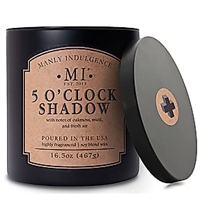 Manly Indulgence 5 O'Clock Shadow Scented Candle for Men 16.5 oz | 2 Wick & 2X Intense Fragrance | Oakmoss, Musk & Fresh Air | Up to 60 Hour Burn, Soy Blend Wax, USA Poured, Black