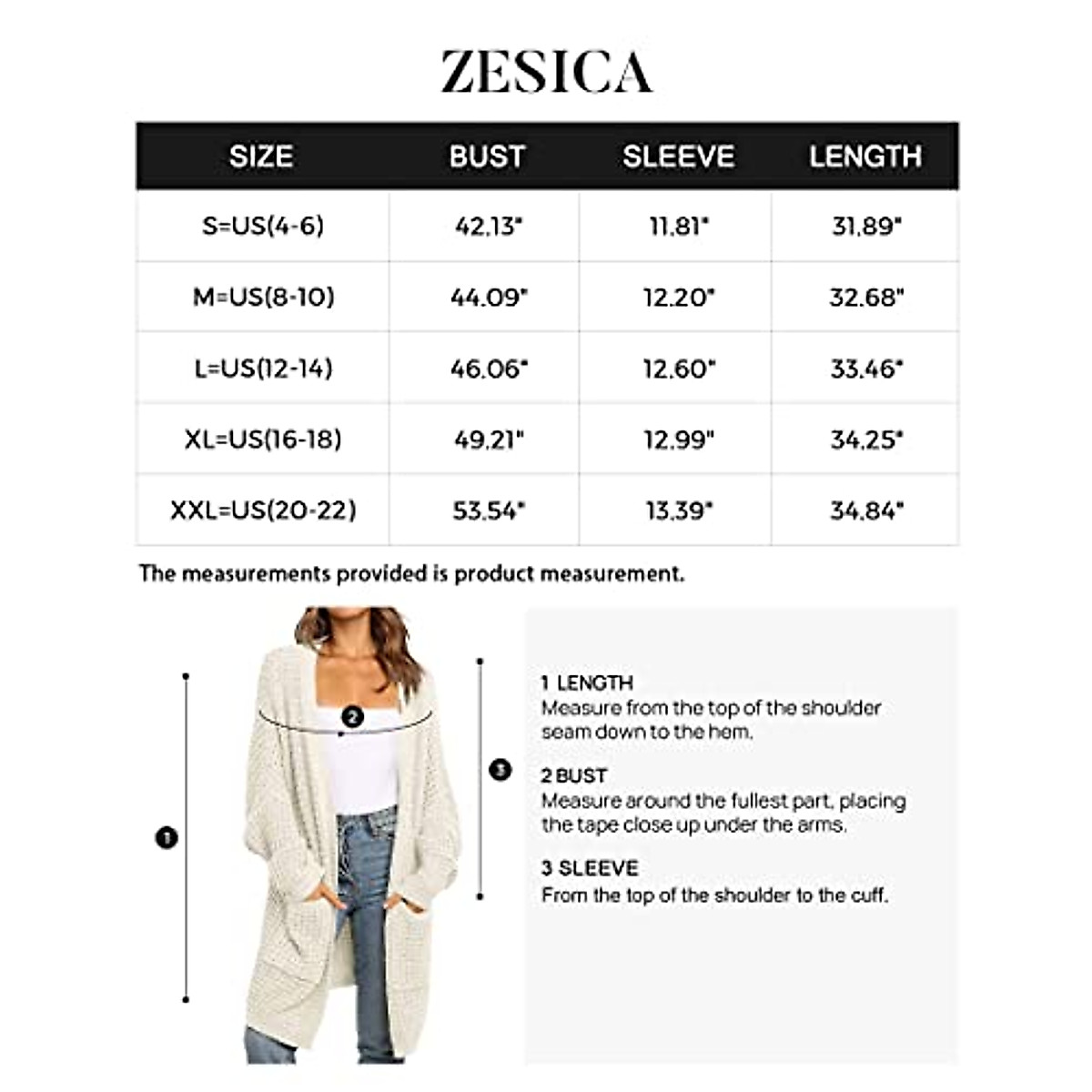 ZESICA Women's 2023 Fall Long Batwing Sleeve Open Front Chunky Knit Cardigan Sweater,B&Apricot,XX-Large