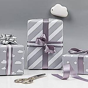 WRAPAHOLIC Reversible Baby Shower Wrapping Paper Roll - Mini Roll - 3 Rolls - 17 Inch X 120 Inch Per Roll - Cute Hedgehog, Animals & Baby Lettering