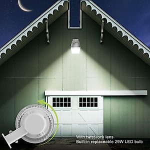 250W Equivalent Barn Light with 29W LED bulb Outdoor Dusk to Dawn Area and Flood Light with Photocell UL Listed LED Security Light for barn Garage Yard Warehouse 4000K 3300LM 120Vac Gray 1Pack