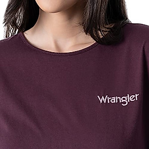 Wrangler Women's Jersey Top and Flannel Pant Sleep Pajama Set, Wine/Plaid, X-Large
