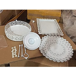 Xeternity-Made XMSound 3 Pieces Cake Stand Set ,White Metal Cupcake Holder Dessert Display Plate ,Decor Serving Platter for Wedding Birthday Parties Celebration