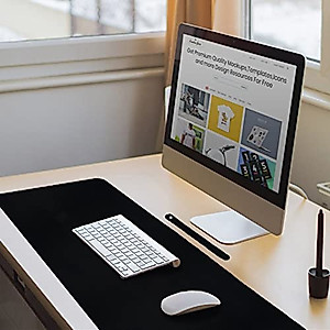 Boutilon Leather Desk Mat,Desk Pad,Desktop mat,Waterproof Desk Mat for Desktop, Desk Mat for Keyboard and Mouse,Leather Mouse Pad Protector for Office and Home,35"x 17"(L-Black)