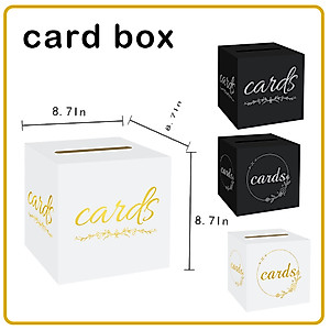 Laroder 1 Pack White Card Box Wedding Card Box Cardboard Card Box for Party Bridal Baby Shower Retirement Funeral Birthday Card Box Gold Card Box Graduation Card Box Holder Raffle Box