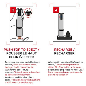 Peugeot - Elis Touch Electric Corkscrew - Rechargeable Bottle Opener with Battery and Charging Base, Stainless Steel, 10.6 inches