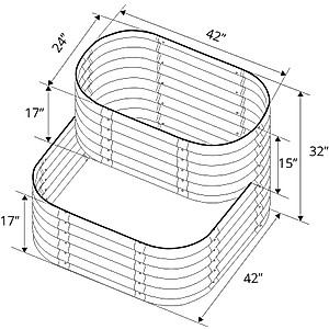 Vego garden Cascading Raised Garden Planter Box Outdoor Metal Galvanized Gardening Bed for Vegetables Herb & Flower, Modern Gray