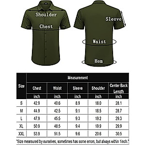 COOFANDY Mens Shirt Button Down Wrinkle Free Casual Stretch Dress, Light Green, Large, Short Sleeve