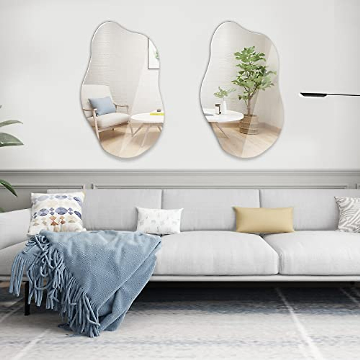 QDSSDECO Asymmetrical Wall Mounted Mirror, Wavy Mirror, Irregular Shaped for Living Room, Bedroom, Entryway, 19.7" x33.5"