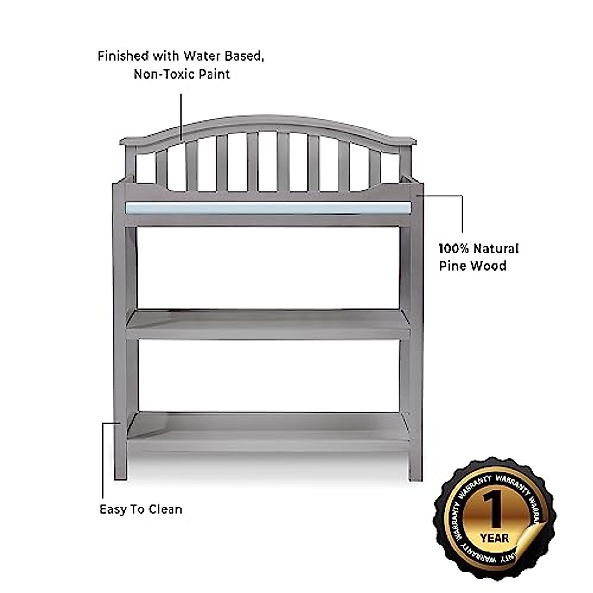 Sorelle Berkley Dressing Table, Gray