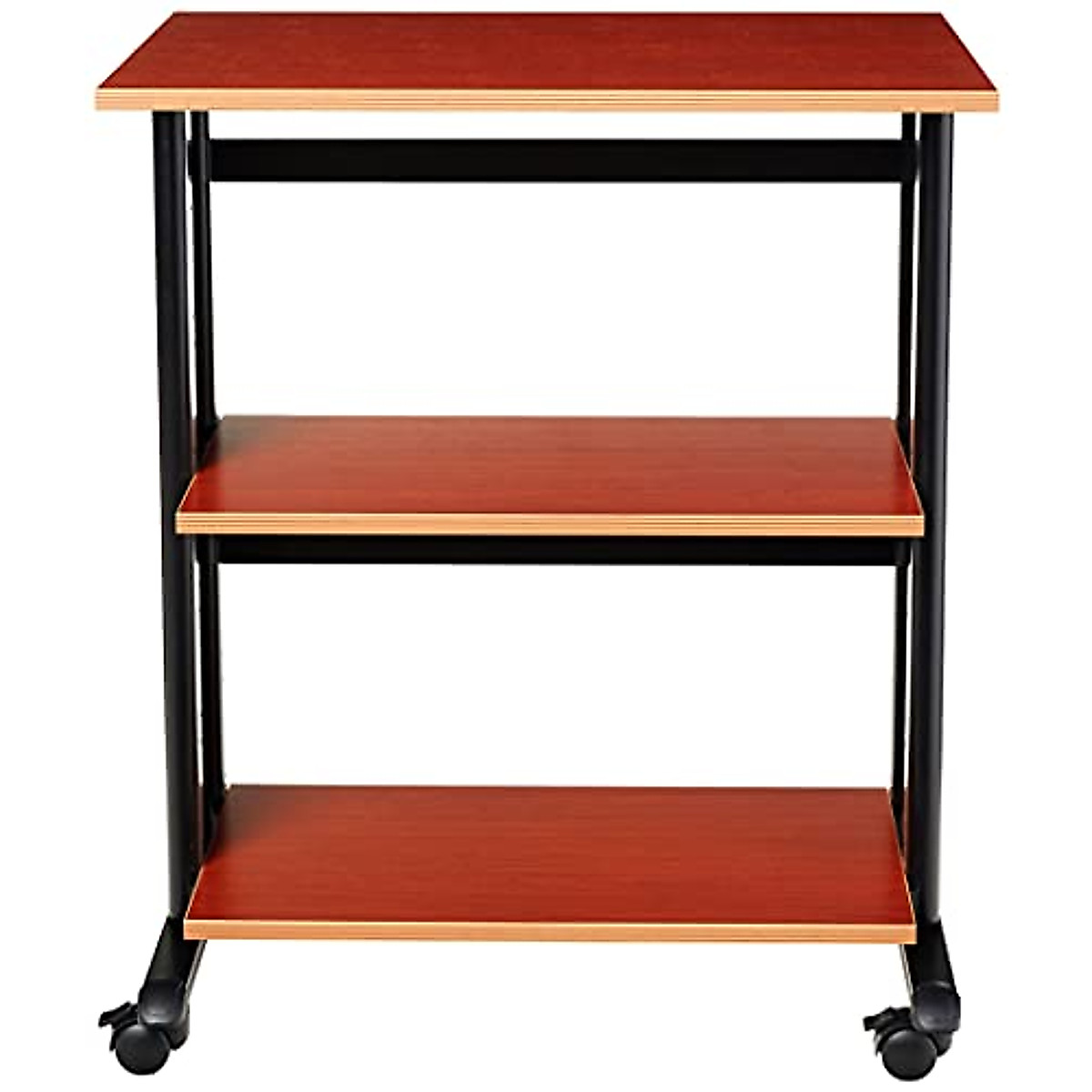 Safco Products Muv Adjustable Printer Stand 1881CY, Cherry Top, Black Frame, Swivel Wheels, Two Adjustable Shelves