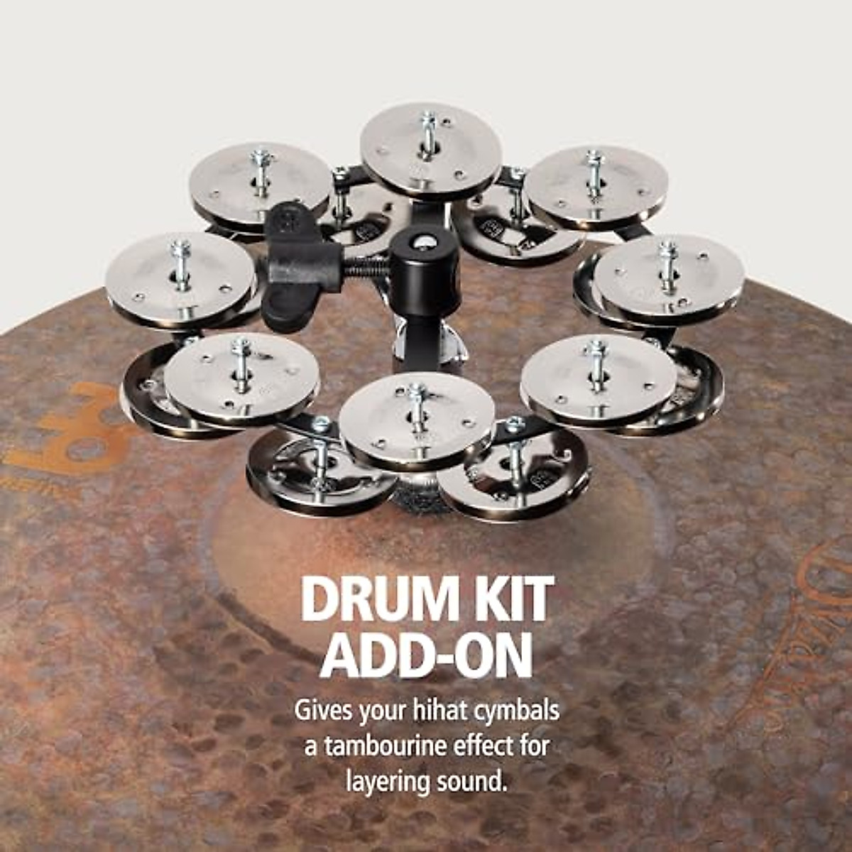 Meinl Percussion HTHH2BK Headliner Series Hi-Hat Tambourine With Double Row Steel Jingles 5-Inch - Black