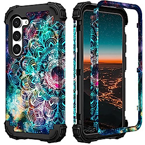 Hocase for Galaxy S23 Plus Case, Shockproof Heavy Duty Protection Soft Silicone Rubber Bumper+Hard Plastic Hybrid Protective Case for Samsung Galaxy S23 Plus (6.6") 2023 - Mandala in Galaxy