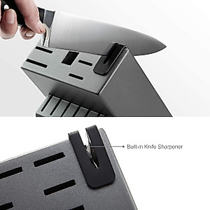 McCook MC25A German Stainless Steel Knife Block Sets with Built-in Sharpener + MCW12 Bamboo Cutting Board (Large, 17”x12”x1”)