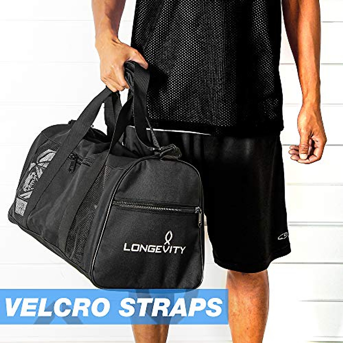 Longevity Gear Duffle Mesh Bags With Bottle Pocket, Breathable Duffel Bag for Sweaty Clothes and Equipment, Workout Bag, Gym Bag, Wrestling Bag, Swimmers, Active Athletes, | No More Stink