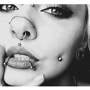 PunkTracker 16Pcs 20G Opal Nose Rings Surgical Steel Nose Studs for Women Nose Rings Studs with Chains Hypoallergenic Nose Piercing Jewelry