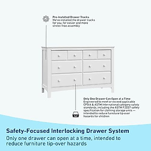 Graco Benton 6 Drawer Double Dresser (White) – Easy New Assembly Process, Universal Design, Durable Steel Hardware and Euro-Glide Drawers with Safety Stops, Coordinates with Any Nursery