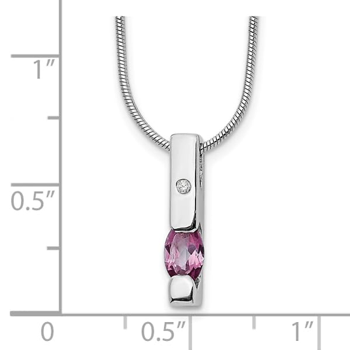 IceCarats 925 Sterling Silver 18 inch Diamond Pink Tourmaline Chain Necklace Gemstone Pendant Charm