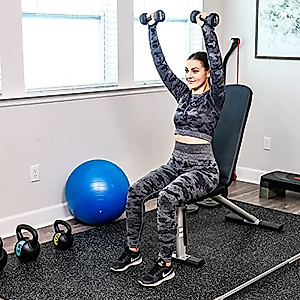 SUPERJARE 0.56“ Thick Exercise Equipment Mats, 48 Sq Ft EVA Foam Mats with Rubber Top, Interlocking Rubber Floor Tiles for Home Gym and Fitness Room, Protective Flooring Mat,Black/ White