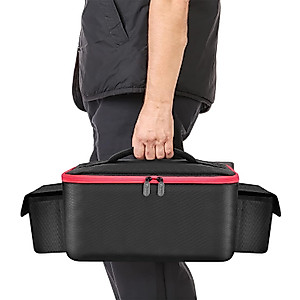 Air Compressor Bag Compatible with Milwaukee M18 Inflator 2848-20/2771-20, Air Pump Carrying Box for Milwaukee Tools,Storage Holder for 18V 3.0/4.0/5.0/6.0/6.5/7.0/8.0Ah Battery (Case Only)-Black